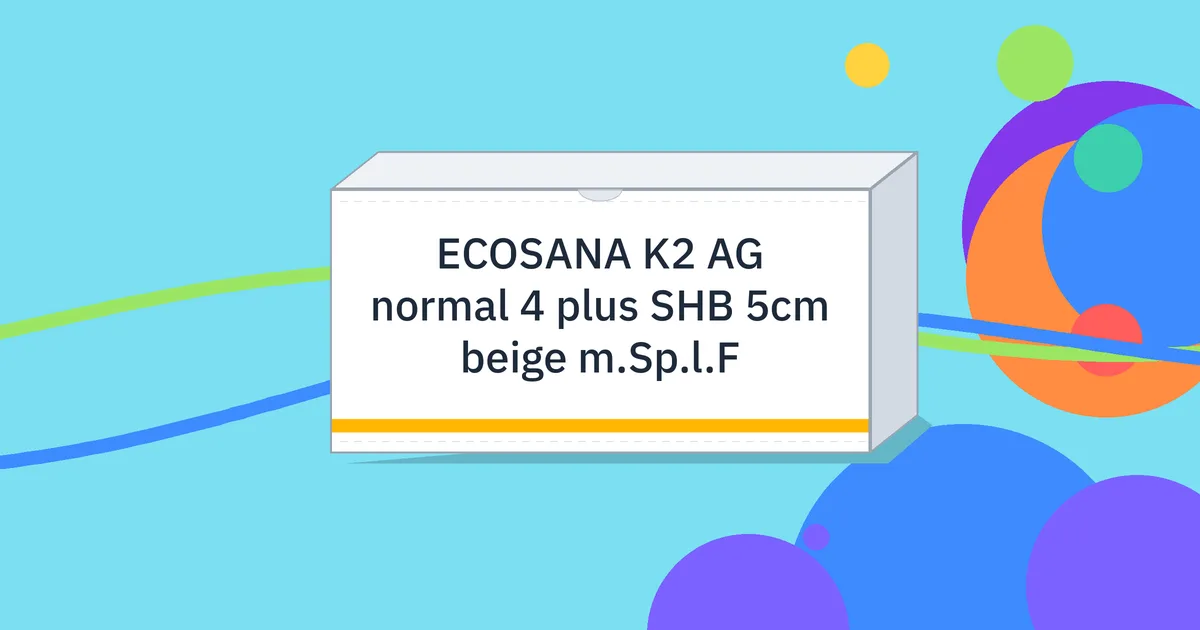 Symbolbild: Packung mit der Aufschrift ECOSANA K2 AG normal 4 plus SHB 5cm beige m.Sp.l.F (PZN 10957526) – Verfügbarkeit und Bezug in Apotheken in Frankfurt am Main