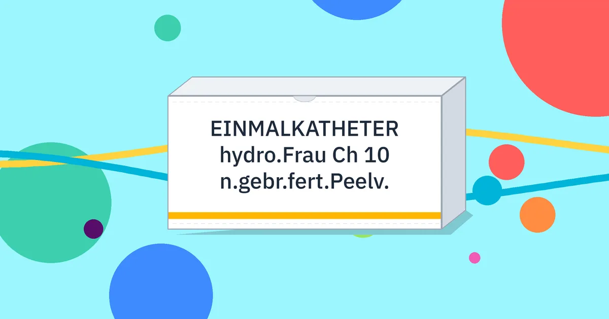 Symbolbild: Packung mit der Aufschrift EINMALKATHETER hydro.Frau Ch 10 n.gebr.fert.Peelv. (PZN 14137079) – Verfügbarkeit und Bezug in Apotheken in Frankfurt am Main