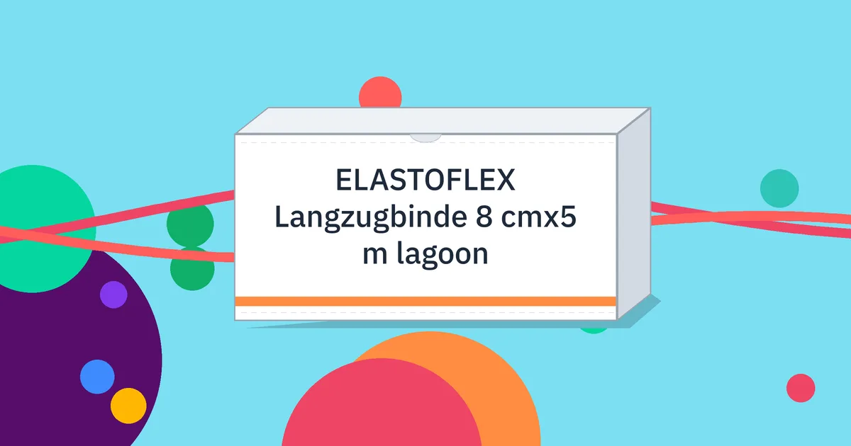 Symbolbild: Packung mit der Aufschrift ELASTOFLEX Langzugbinde 8 cmx5 m lagoon (PZN 17176128) – Verfügbarkeit und Bezug in Apotheken in Frankfurt am Main