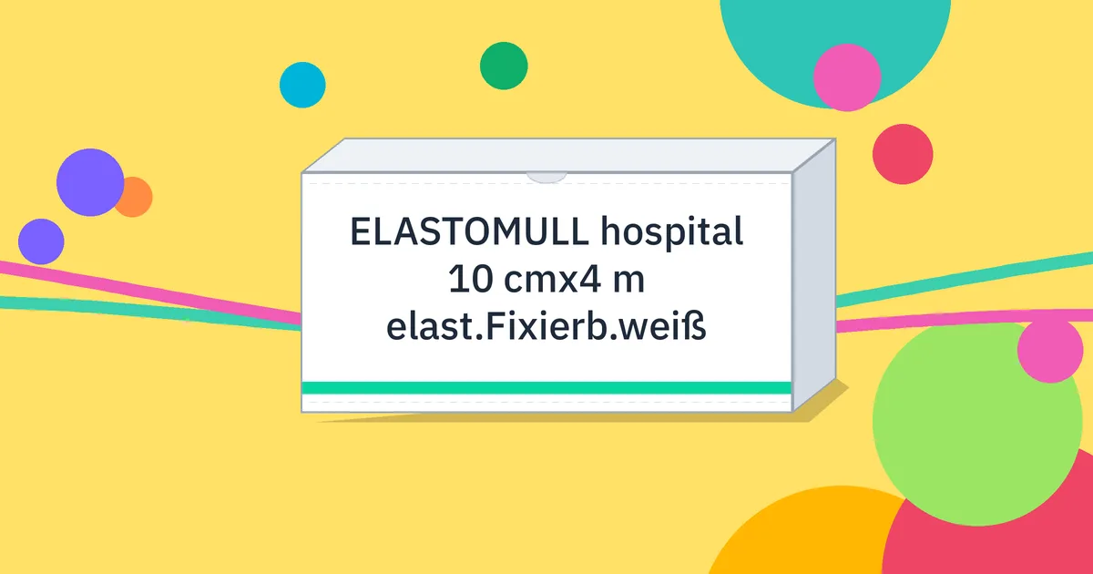 Symbolbild: Packung mit der Aufschrift ELASTOMULL hospital 10 cmx4 m elast.Fixierb.weiß (PZN 01903997) – Verfügbarkeit und Bezug in Apotheken in Frankfurt am Main