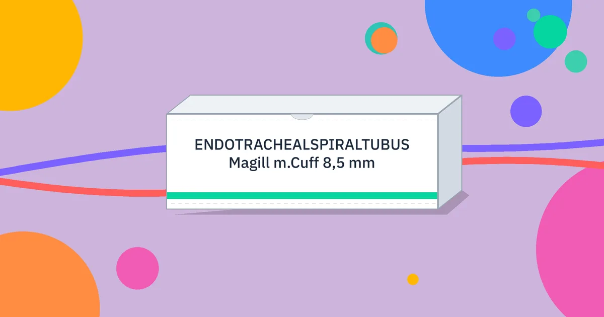 Symbolbild: Packung mit der Aufschrift ENDOTRACHEALSPIRALTUBUS Magill m.Cuff 8,5 mm (PZN 06497349) – Verfügbarkeit und Bezug in Apotheken in Frankfurt am Main