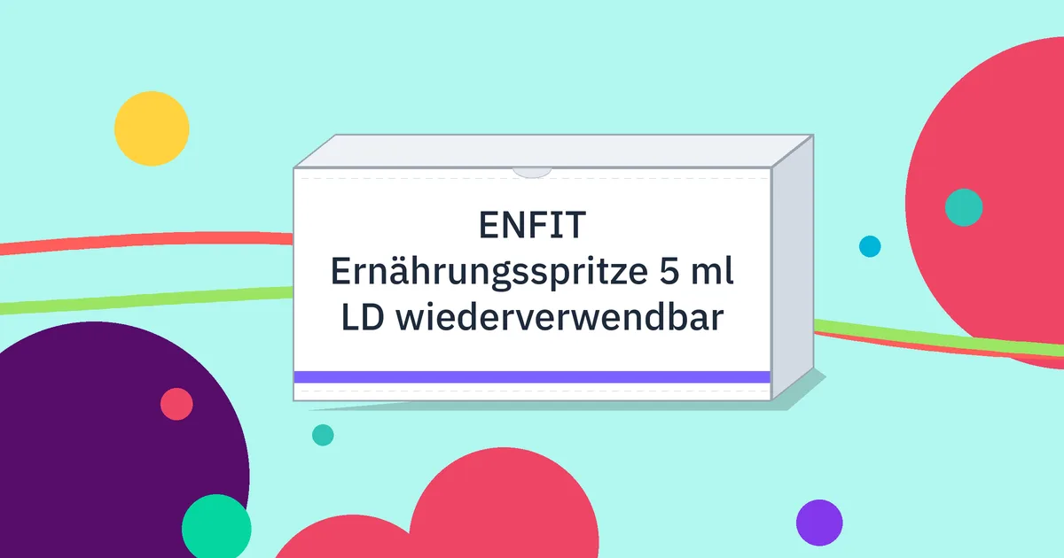 Symbolbild: Packung mit der Aufschrift ENFIT Ernährungsspritze 5 ml LD wiederverwendbar (PZN 17872543) – Verfügbarkeit und Bezug in Apotheken in Frankfurt am Main