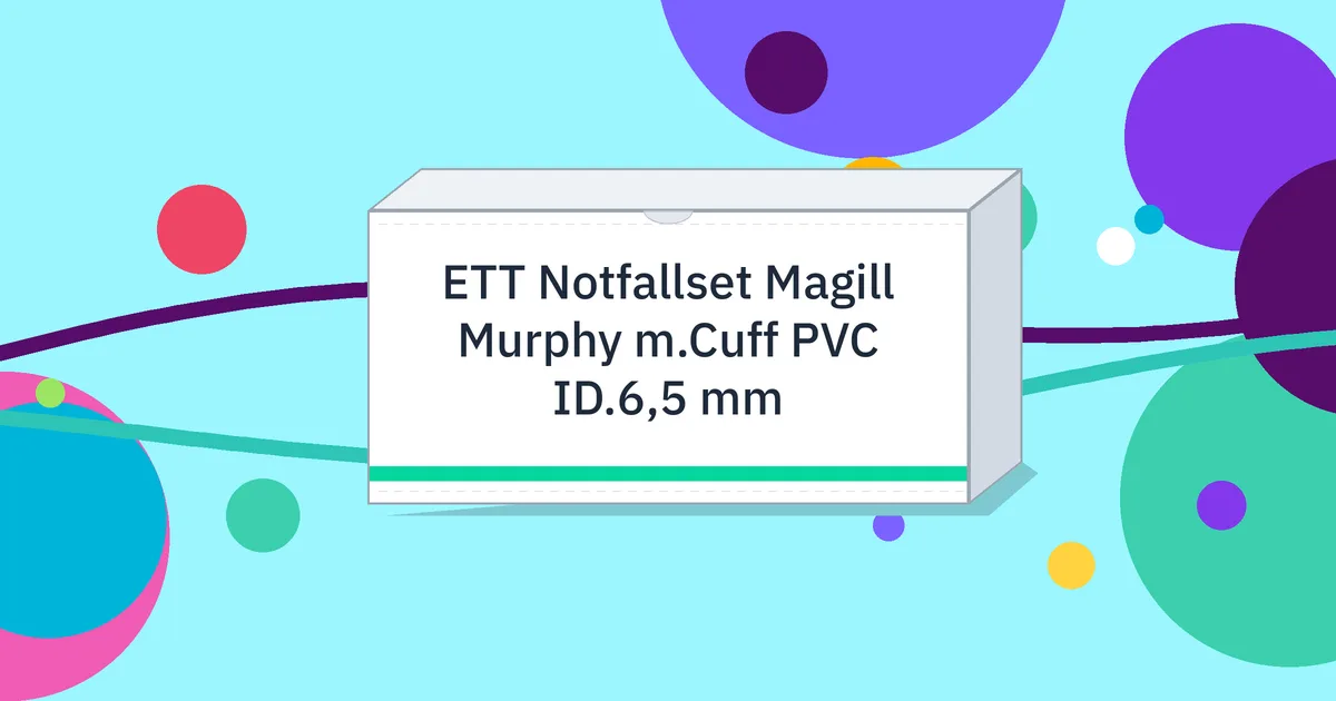 Symbolbild: Packung mit der Aufschrift ETT Notfallset Magill Murphy m.Cuff PVC ID.6,5 mm (PZN 19120882) – Verfügbarkeit und Bezug in Apotheken in Frankfurt am Main