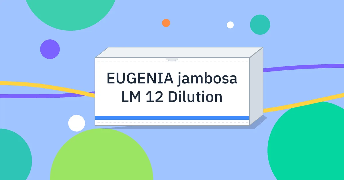 Symbolbild: Packung mit der Aufschrift EUGENIA jambosa LM 12 Dilution (PZN 13480906) – Verfügbarkeit und Bezug in Apotheken in Frankfurt am Main