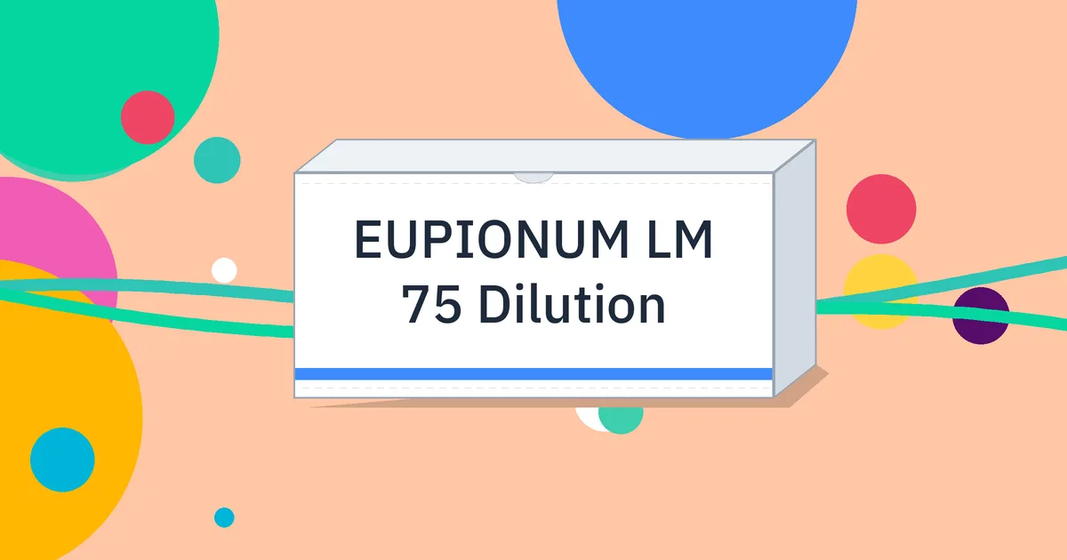 Symbolbild: Packung mit der Aufschrift EUPIONUM LM 75 Dilution (PZN 13483945) – Verfügbarkeit und Bezug in Apotheken in Frankfurt am Main