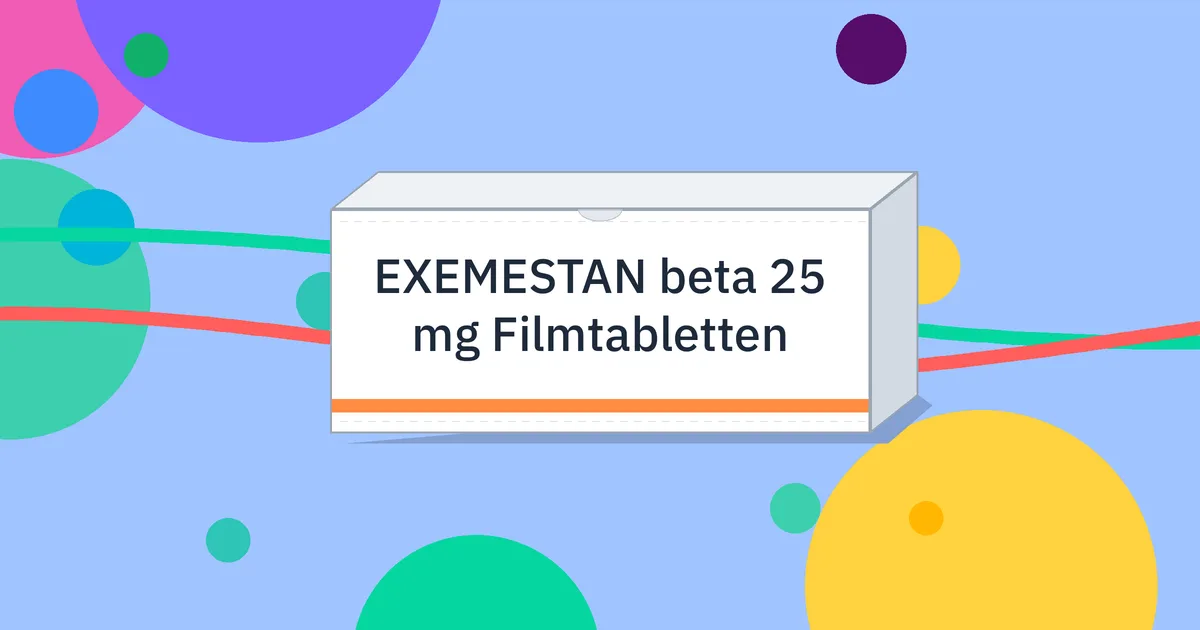 Symbolbild: Packung mit der Aufschrift EXEMESTAN beta 25 mg Filmtabletten (PZN 08410996) – Verfügbarkeit und Bezug in Apotheken in Frankfurt am Main
