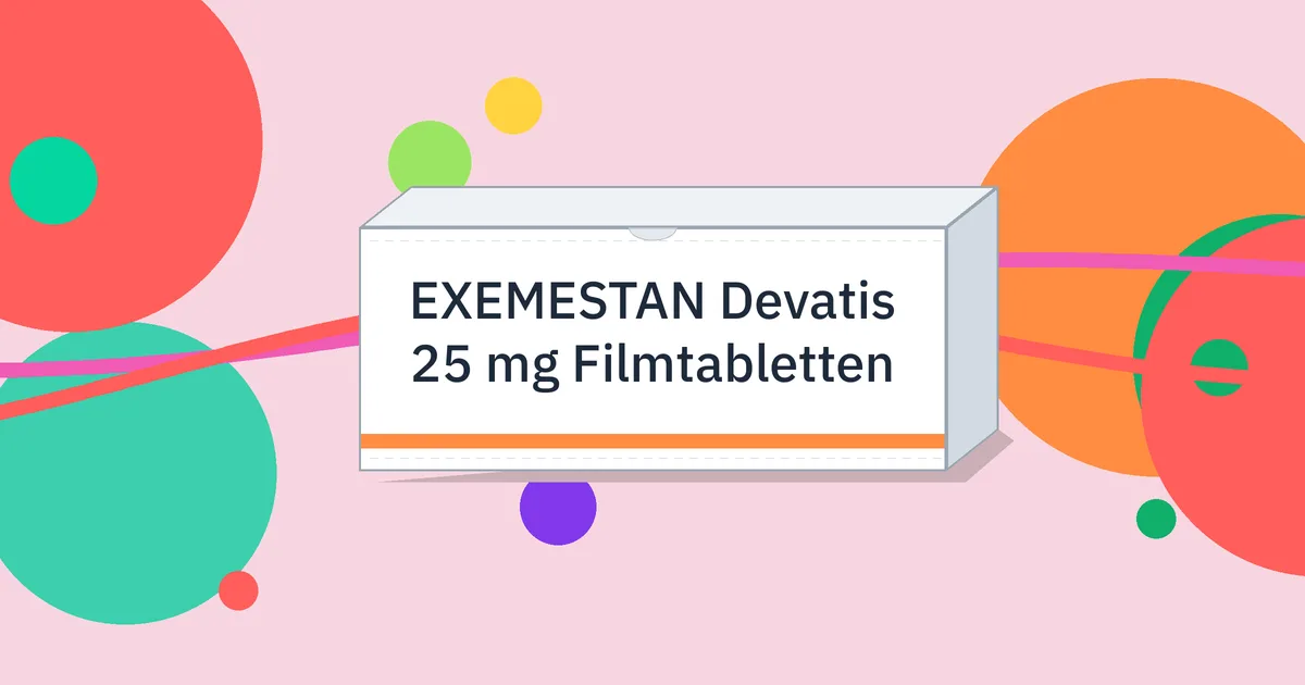 Symbolbild: Packung mit der Aufschrift EXEMESTAN Devatis 25 mg Filmtabletten (PZN 11483941) – Verfügbarkeit und Bezug in Apotheken in Frankfurt am Main
