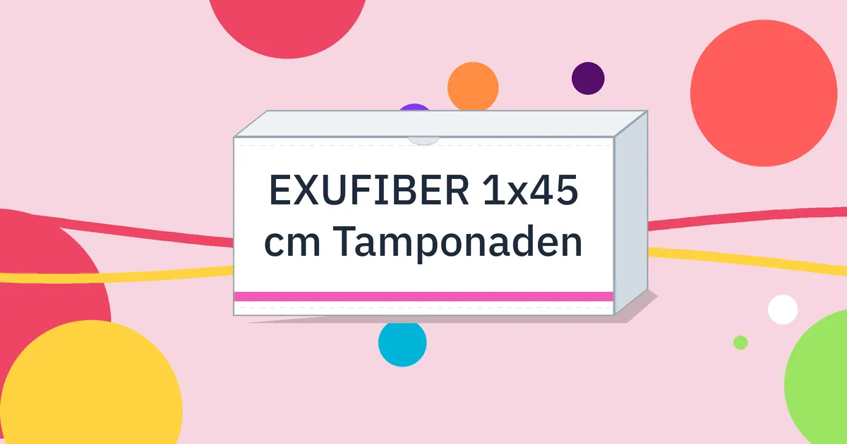 Symbolbild: Packung mit der Aufschrift EXUFIBER 1x45 cm Tamponaden (PZN 14021715) – Verfügbarkeit und Bezug in Apotheken in Frankfurt am Main