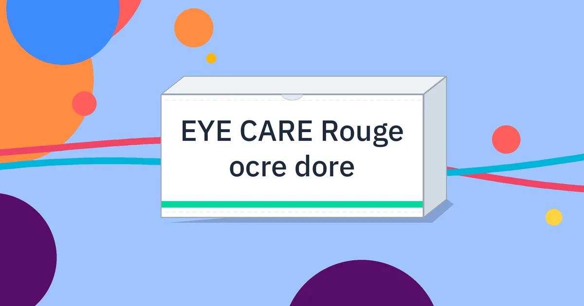 Symbolbild: Packung mit der Aufschrift EYE CARE Rouge ocre dore (PZN 15371067) – Verfügbarkeit und Bezug in Apotheken in Frankfurt am Main
