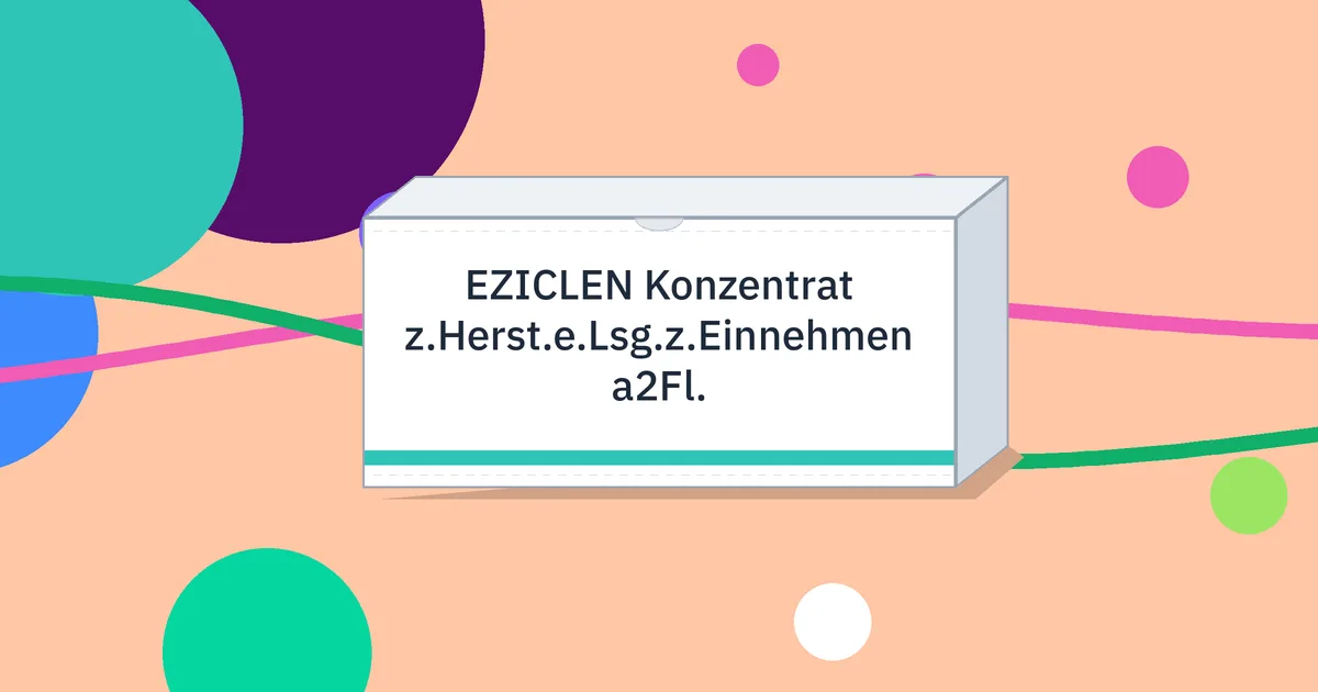 Symbolbild: Packung mit der Aufschrift EZICLEN Konzentrat z.Herst.e.Lsg.z.Einnehmen a2Fl. (PZN 10709484) – Verfügbarkeit und Bezug in Apotheken in Frankfurt am Main