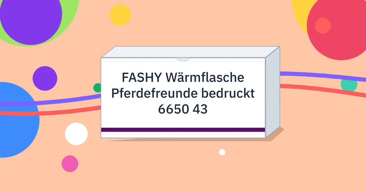 Symbolbild: Packung mit der Aufschrift FASHY Wärmflasche Pferdefreunde bedruckt 6650 43 (PZN 14142407) – Verfügbarkeit und Bezug in Apotheken in Frankfurt am Main