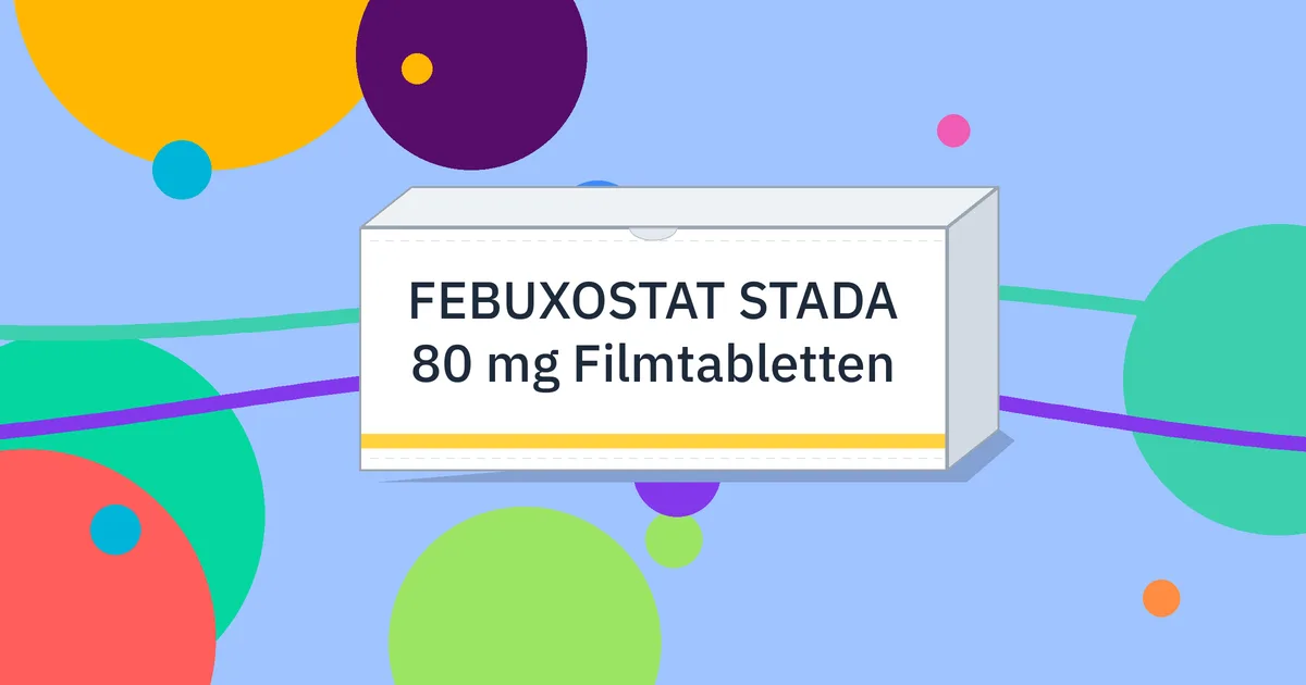 Symbolbild: Packung mit der Aufschrift FEBUXOSTAT STADA 80 mg Filmtabletten (PZN 16395638) – Verfügbarkeit und Bezug in Apotheken in Frankfurt am Main