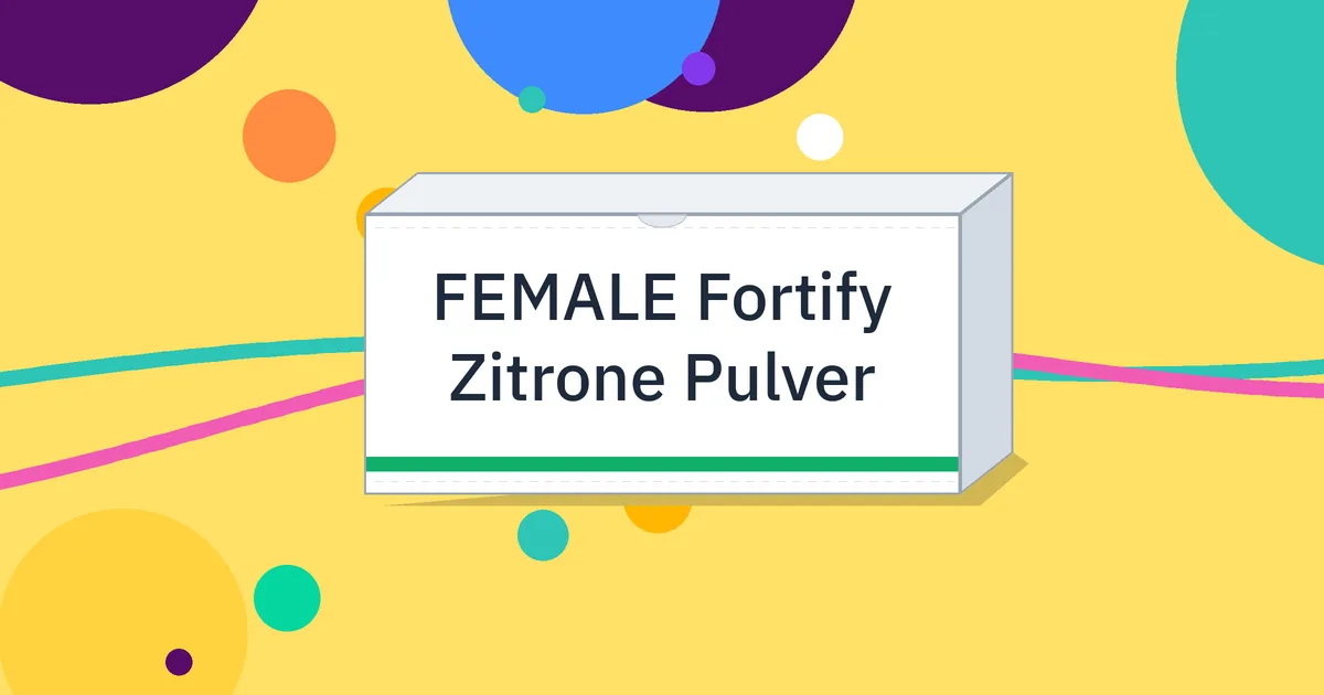 Symbolbild: Packung mit der Aufschrift FEMALE Fortify Zitrone Pulver (PZN 16931551) – Verfügbarkeit und Bezug in Apotheken in Frankfurt am Main