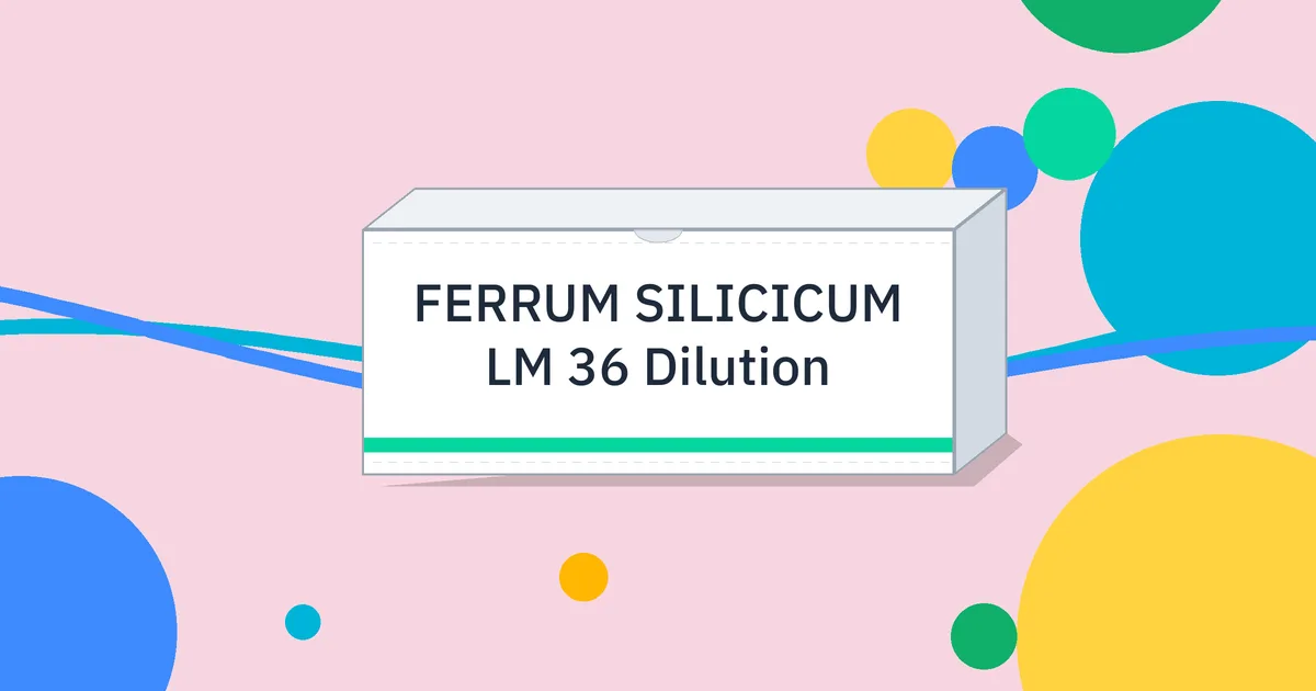 Symbolbild: Packung mit der Aufschrift FERRUM SILICICUM LM 36 Dilution (PZN 12853268) – Verfügbarkeit und Bezug in Apotheken in Frankfurt am Main