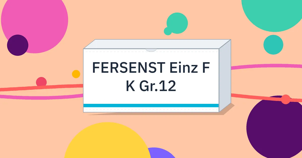 Symbolbild: Packung mit der Aufschrift FERSENST Einz F K Gr.12 (PZN 01738475) – Verfügbarkeit und Bezug in Apotheken in Frankfurt am Main