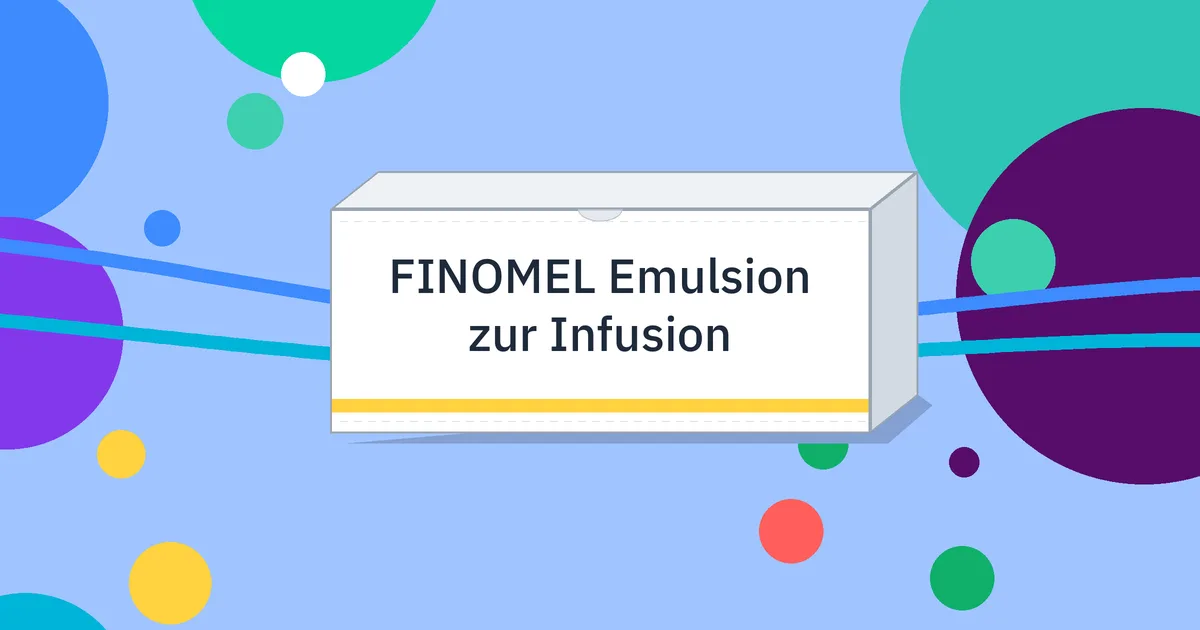 Symbolbild: Packung mit der Aufschrift FINOMEL Emulsion zur Infusion (PZN 16164011) – Verfügbarkeit und Bezug in Apotheken in Frankfurt am Main