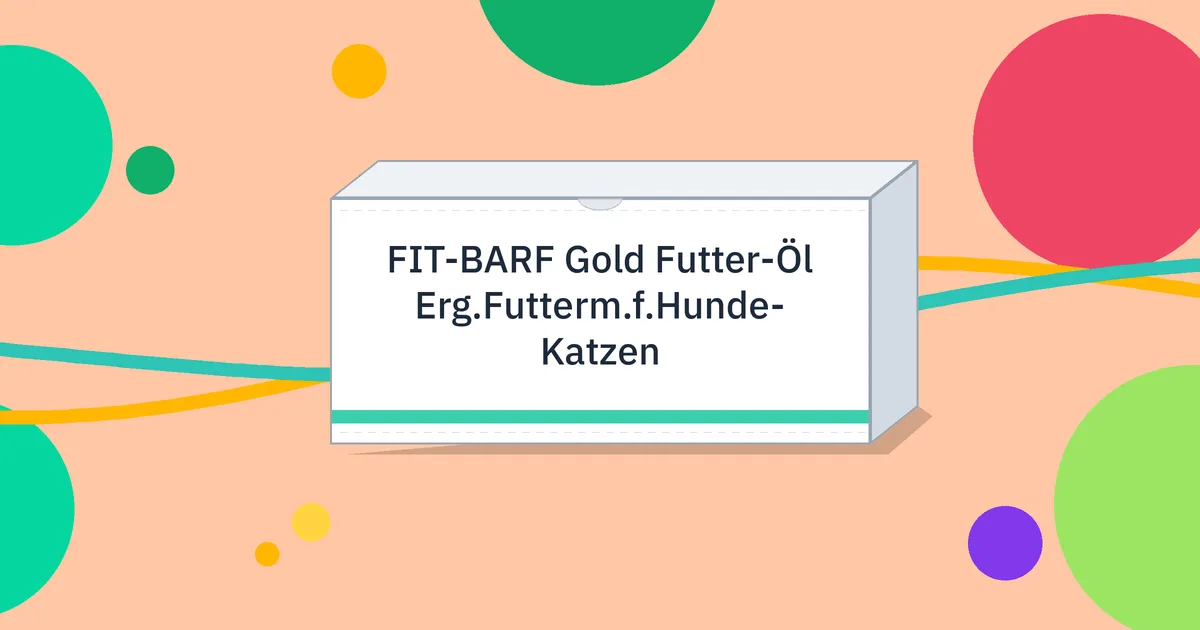 Symbolbild: Packung mit der Aufschrift FIT-BARF Gold Futter-Öl Erg.Futterm.f.Hunde-Katzen (PZN 17308831) – Verfügbarkeit und Bezug in Apotheken in Frankfurt am Main
