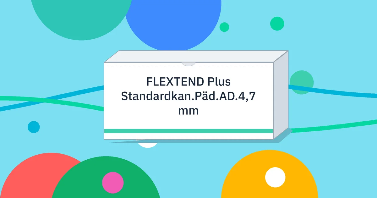 Symbolbild: Packung mit der Aufschrift FLEXTEND Plus Standardkan.Päd.AD.4,7 mm (PZN 09217190) – Verfügbarkeit und Bezug in Apotheken in Frankfurt am Main