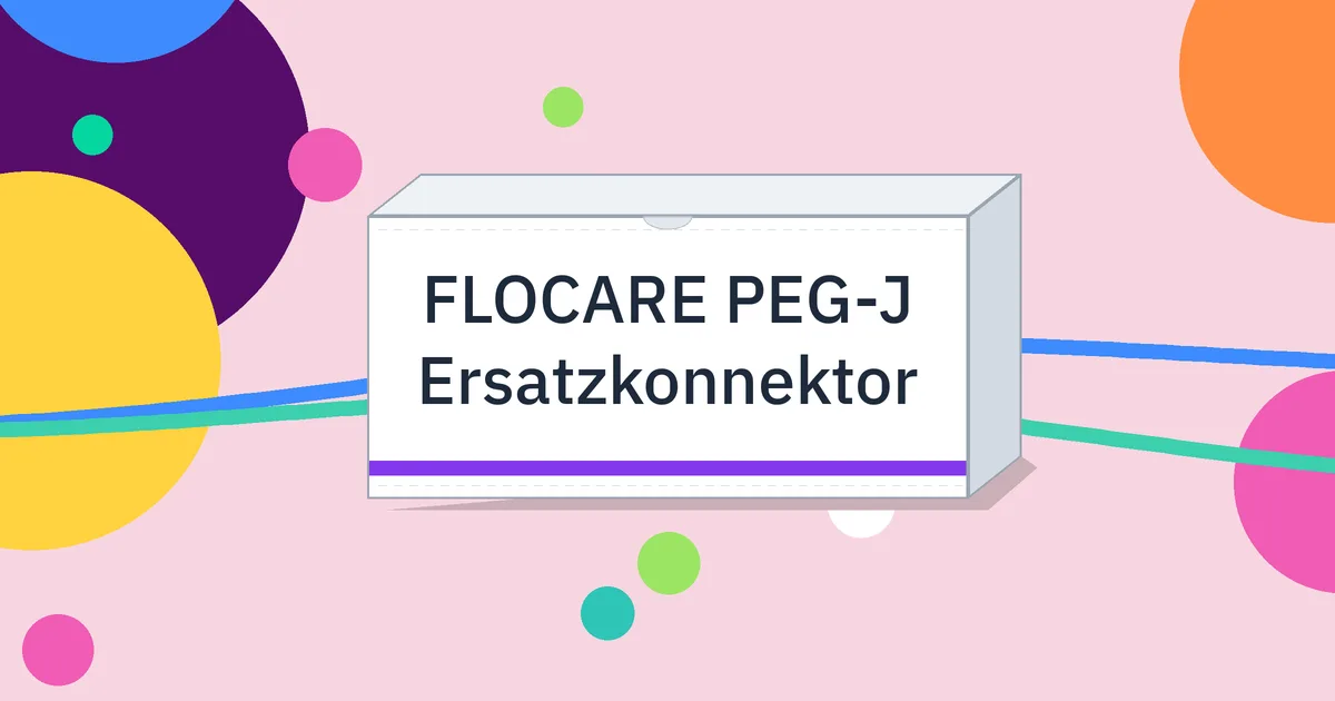 Symbolbild: Packung mit der Aufschrift FLOCARE PEG-J Ersatzkonnektor (PZN 11290030) – Verfügbarkeit und Bezug in Apotheken in Frankfurt am Main