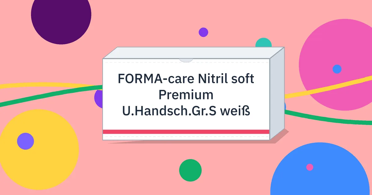 Symbolbild: Packung mit der Aufschrift FORMA-care Nitril soft Premium U.Handsch.Gr.S weiß (PZN 11000546) – Verfügbarkeit und Bezug in Apotheken in Frankfurt am Main