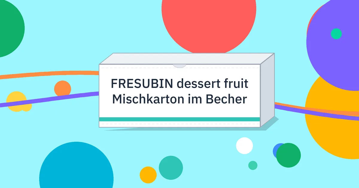 Symbolbild: Packung mit der Aufschrift FRESUBIN dessert fruit Mischkarton im Becher (PZN 11846763) – Verfügbarkeit und Bezug in Apotheken in Frankfurt am Main