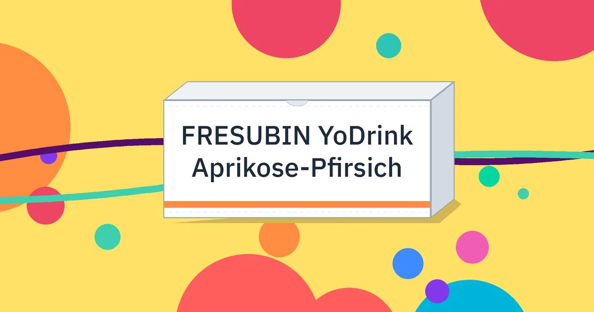 Symbolbild: Packung mit der Aufschrift FRESUBIN YoDrink Aprikose-Pfirsich (PZN 12730755) – Verfügbarkeit und Bezug in Apotheken in Frankfurt am Main