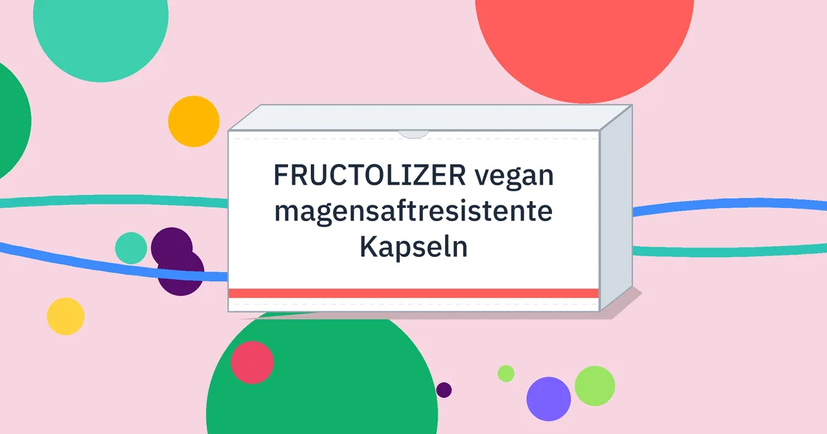 Symbolbild: Packung mit der Aufschrift FRUCTOLIZER vegan magensaftresistente Kapseln (PZN 12897113) – Verfügbarkeit und Bezug in Apotheken in Frankfurt am Main