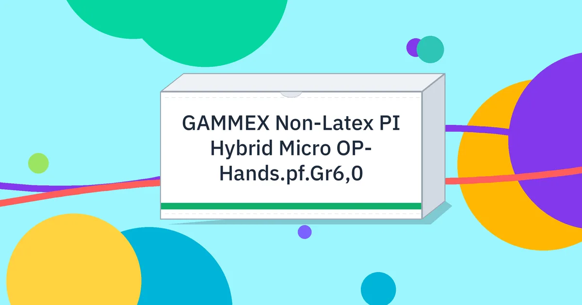 Symbolbild: Packung mit der Aufschrift GAMMEX Non-Latex PI Hybrid Micro OP-Hands.pf.Gr6,0 (PZN 18912612) – Verfügbarkeit und Bezug in Apotheken in Frankfurt am Main