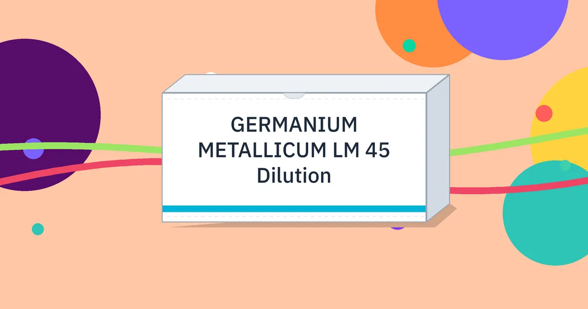 Symbolbild: Packung mit der Aufschrift GERMANIUM METALLICUM LM 45 Dilution (PZN 12877412) – Verfügbarkeit und Bezug in Apotheken in Frankfurt am Main