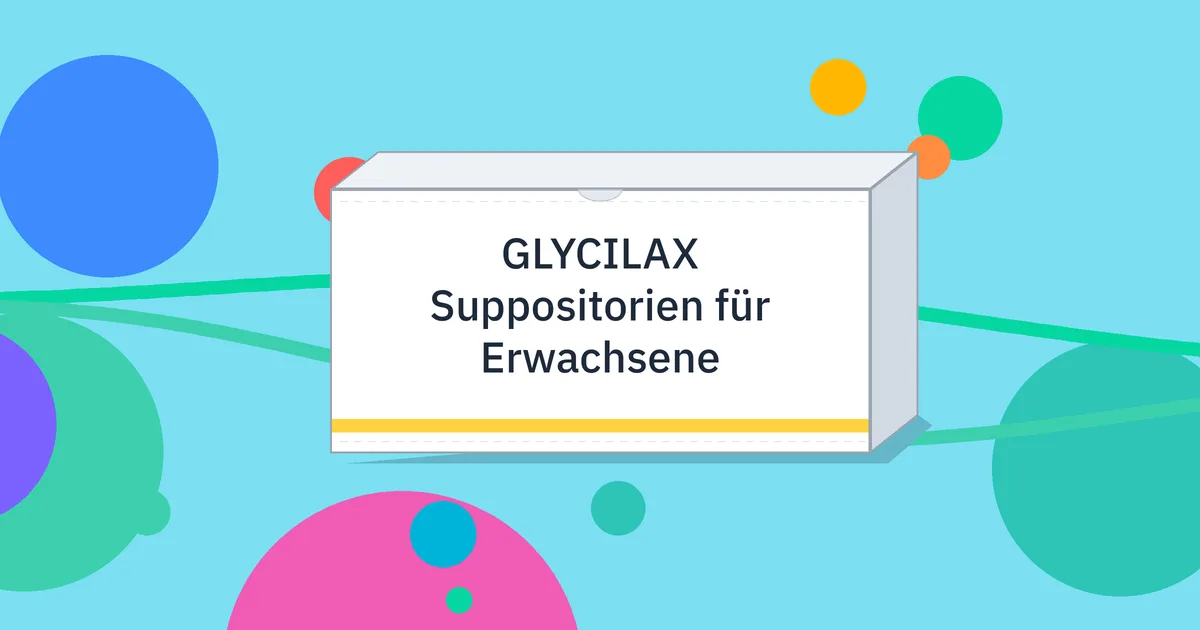 Symbolbild: Packung mit der Aufschrift GLYCILAX Suppositorien für Erwachsene (PZN 04942851) – Verfügbarkeit und Bezug in Apotheken in Frankfurt am Main