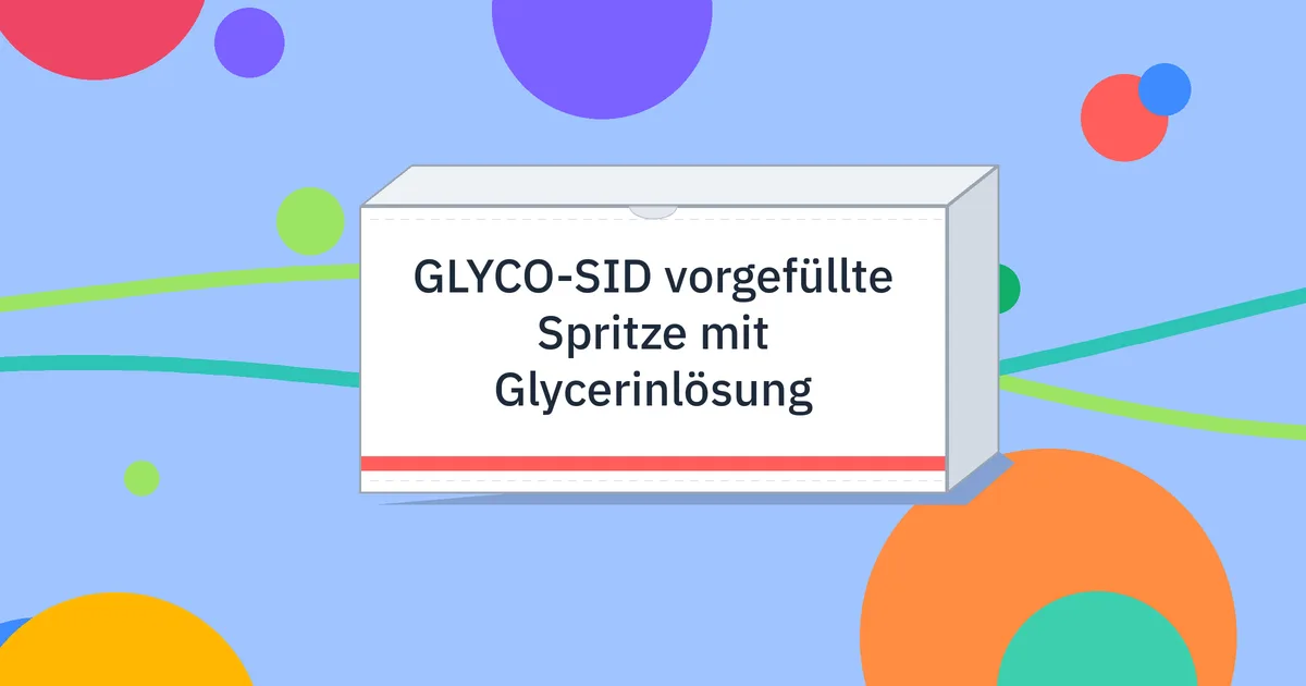 Symbolbild: Packung mit der Aufschrift GLYCO-SID vorgefüllte Spritze mit Glycerinlösung (PZN 20836166) – Verfügbarkeit und Bezug in Apotheken in Frankfurt am Main