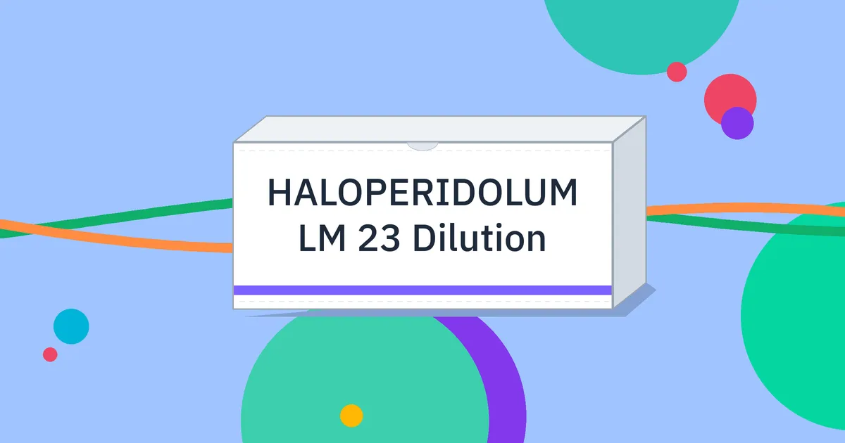 Symbolbild: Packung mit der Aufschrift HALOPERIDOLUM LM 23 Dilution (PZN 12883625) – Verfügbarkeit und Bezug in Apotheken in Frankfurt am Main