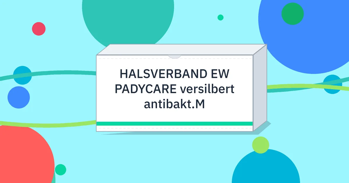 Symbolbild: Packung mit der Aufschrift HALSVERBAND EW PADYCARE versilbert antibakt.M (PZN 10939936) – Verfügbarkeit und Bezug in Apotheken in Frankfurt am Main