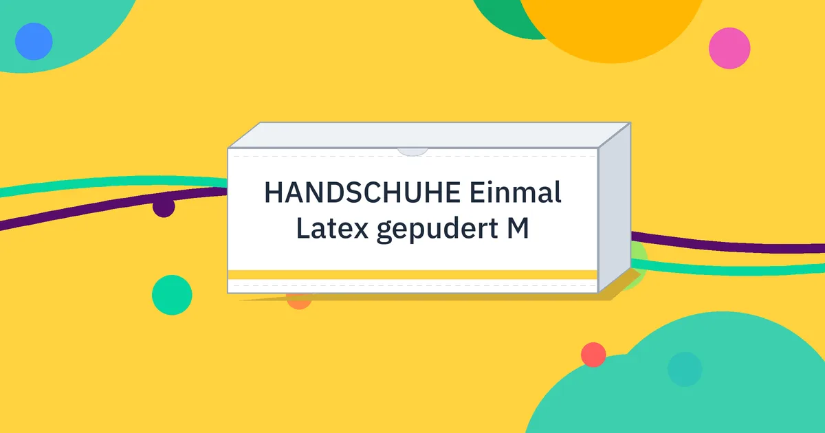 Symbolbild: Packung mit der Aufschrift HANDSCHUHE Einmal Latex gepudert M (PZN 04818996) – Verfügbarkeit und Bezug in Apotheken in Frankfurt am Main