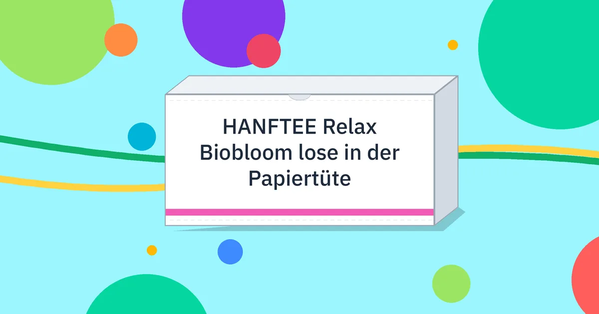 Symbolbild: Packung mit der Aufschrift HANFTEE Relax Biobloom lose in der Papiertüte (PZN 18296981) – Verfügbarkeit und Bezug in Apotheken in Frankfurt am Main