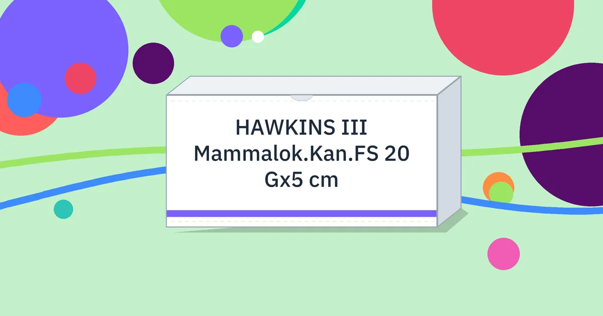 Symbolbild: Packung mit der Aufschrift HAWKINS III Mammalok.Kan.FS 20 Gx5 cm (PZN 04501928) – Verfügbarkeit und Bezug in Apotheken in Frankfurt am Main