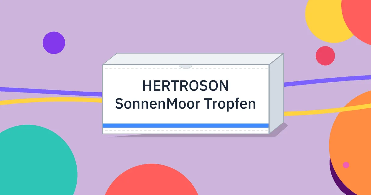 Symbolbild: Packung mit der Aufschrift HERTROSON SonnenMoor Tropfen (PZN 02200571) – Verfügbarkeit und Bezug in Apotheken in Frankfurt am Main