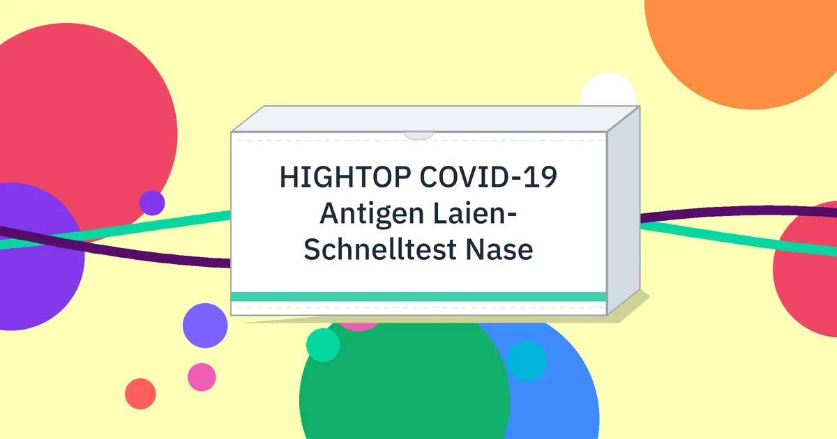 Symbolbild: Packung mit der Aufschrift HIGHTOP COVID-19 Antigen Laien-Schnelltest Nase (PZN 20895275) – Verfügbarkeit und Bezug in Apotheken in Frankfurt am Main