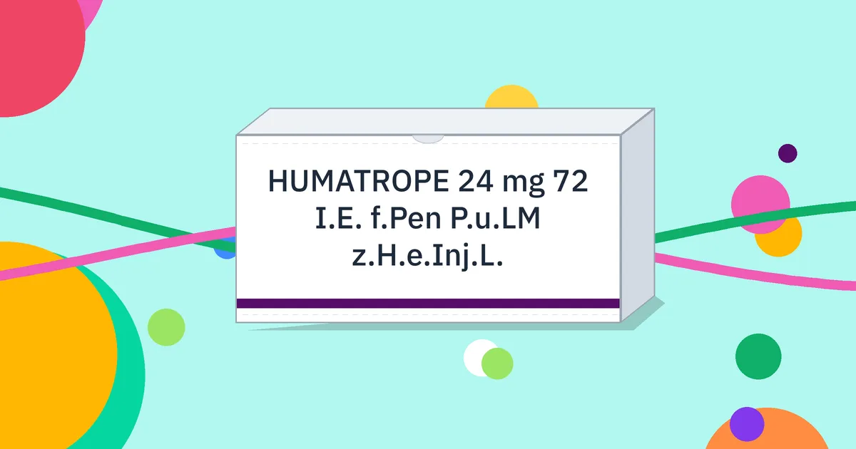 Symbolbild: Packung mit der Aufschrift HUMATROPE 24 mg 72 I.E. f.Pen P.u.LM z.H.e.Inj.L. (PZN 11101483) – Verfügbarkeit und Bezug in Apotheken in Frankfurt am Main