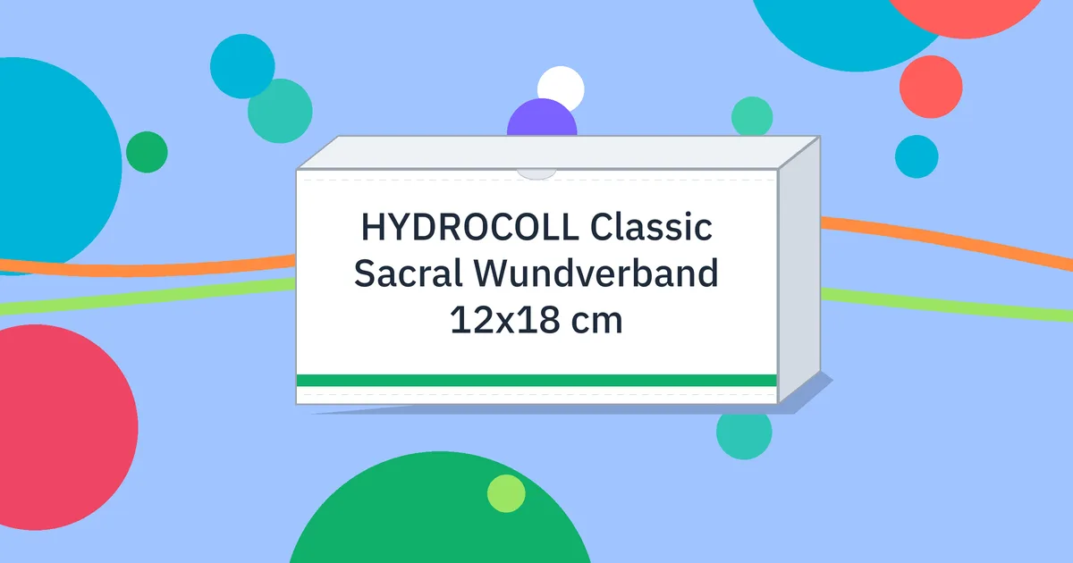 Symbolbild: Packung mit der Aufschrift HYDROCOLL Classic Sacral Wundverband 12x18 cm (PZN 19923569) – Verfügbarkeit und Bezug in Apotheken in Frankfurt am Main