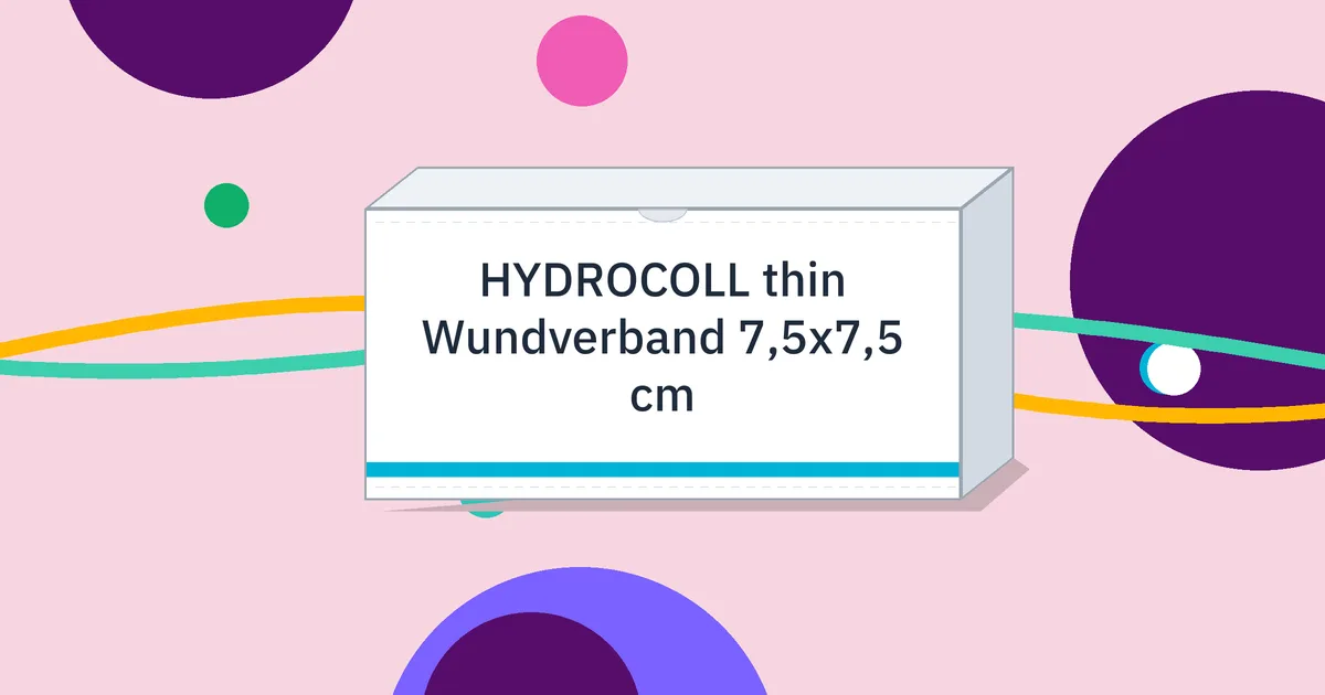 Symbolbild: Packung mit der Aufschrift HYDROCOLL thin Wundverband 7,5x7,5 cm (PZN 18124990) – Verfügbarkeit und Bezug in Apotheken in Frankfurt am Main
