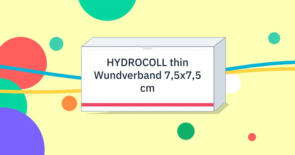 Symbolbild: Packung mit der Aufschrift HYDROCOLL thin Wundverband 7,5x7,5 cm (PZN 18127646) – Verfügbarkeit und Bezug in Apotheken in Frankfurt am Main
