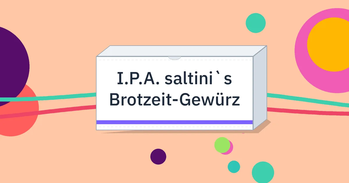 Symbolbild: Packung mit der Aufschrift I.P.A. saltini`s Brotzeit-Gewürz (PZN 16160935) – Verfügbarkeit und Bezug in Apotheken in Frankfurt am Main