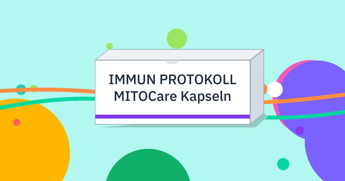Symbolbild: Packung mit der Aufschrift IMMUN PROTOKOLL MITOCare Kapseln (PZN 16929726) – Verfügbarkeit und Bezug in Apotheken in Frankfurt am Main