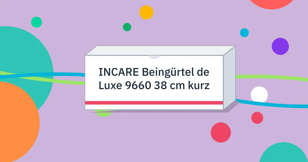 Symbolbild: Packung mit der Aufschrift INCARE Beingürtel de Luxe 9660 38 cm kurz (PZN 01561769) – Verfügbarkeit und Bezug in Apotheken in Frankfurt am Main