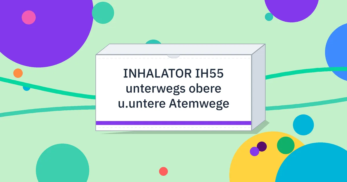 Symbolbild: Packung mit der Aufschrift INHALATOR IH55 unterwegs obere u.untere Atemwege (PZN 18054551) – Verfügbarkeit und Bezug in Apotheken in Frankfurt am Main