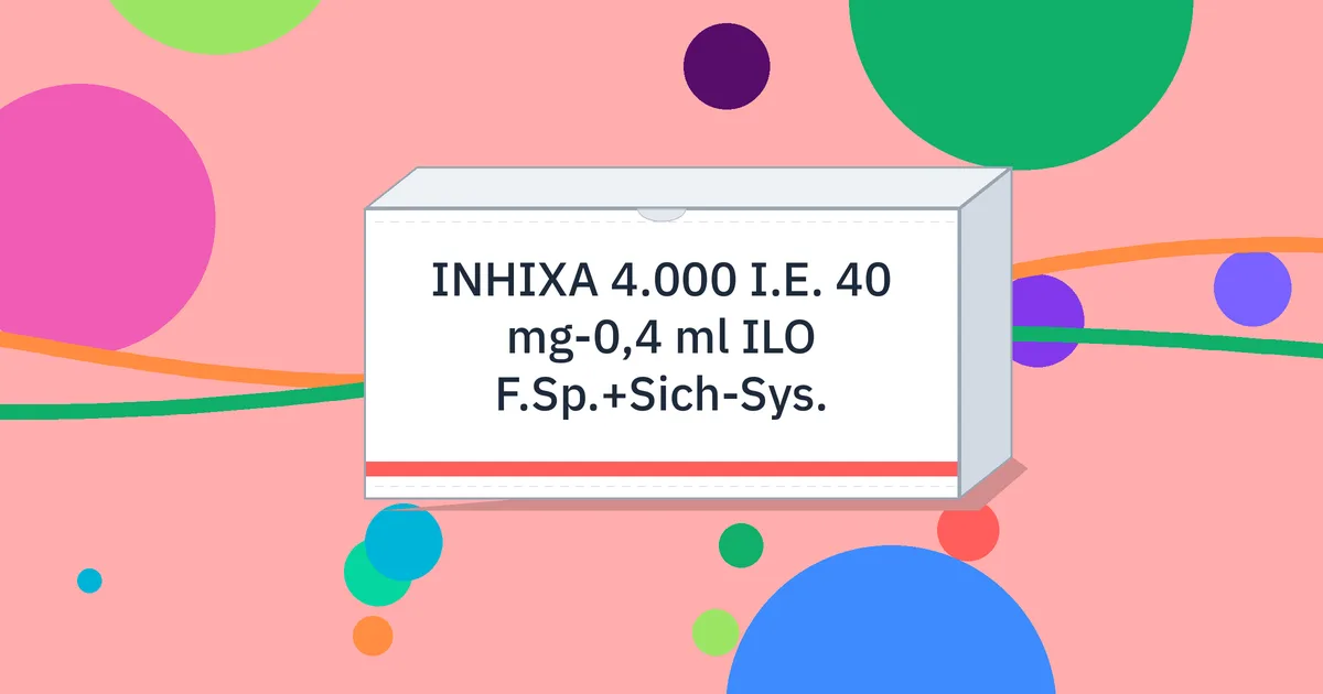 Symbolbild: Packung mit der Aufschrift INHIXA 4.000 I.E. 40 mg-0,4 ml ILO F.Sp.+Sich-Sys. (PZN 17536727) – Verfügbarkeit und Bezug in Apotheken in Frankfurt am Main