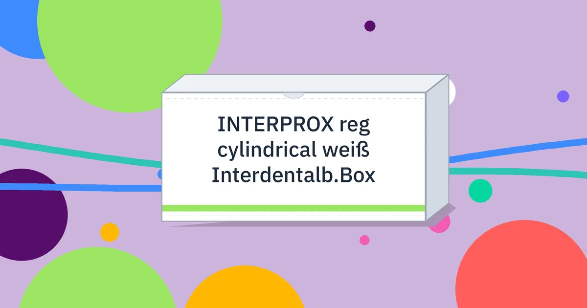 Symbolbild: Packung mit der Aufschrift INTERPROX reg cylindrical weiß Interdentalb.Box (PZN 09684939) – Verfügbarkeit und Bezug in Apotheken in Frankfurt am Main