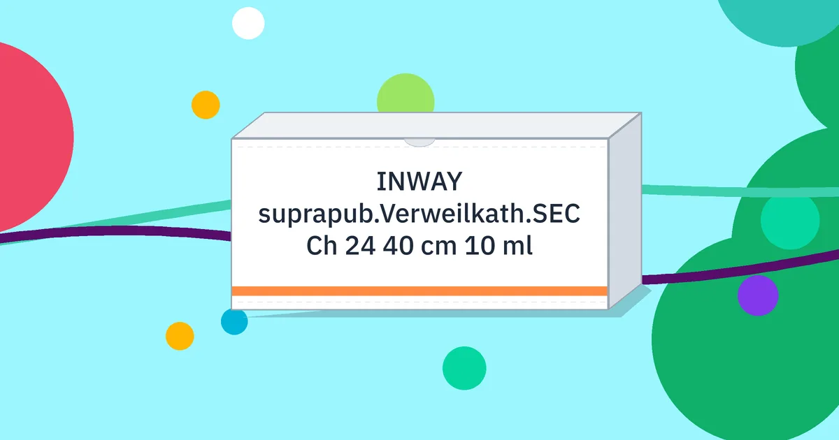 Symbolbild: Packung mit der Aufschrift INWAY suprapub.Verweilkath.SEC Ch 24 40 cm 10 ml (PZN 00102775) – Verfügbarkeit und Bezug in Apotheken in Frankfurt am Main