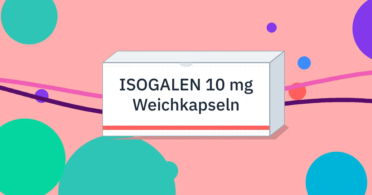 Symbolbild: Packung mit der Aufschrift ISOGALEN 10 mg Weichkapseln (PZN 03506094) – Verfügbarkeit und Bezug in Apotheken in Frankfurt am Main